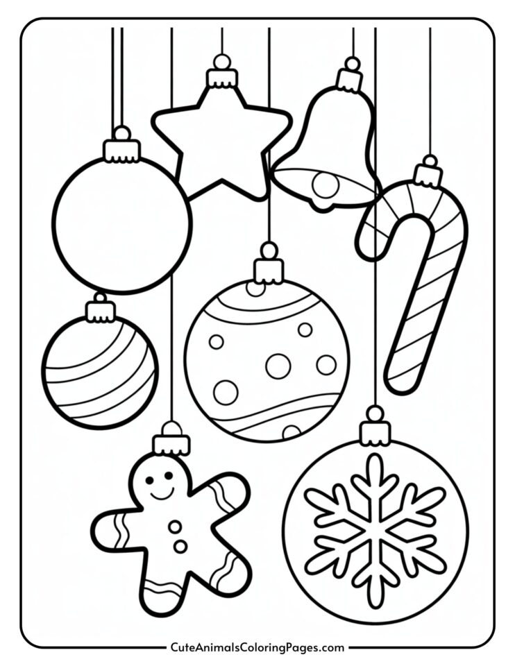 Christmas Ornaments Coloring Pages Printable (8 Pages To Print) - Cute ...