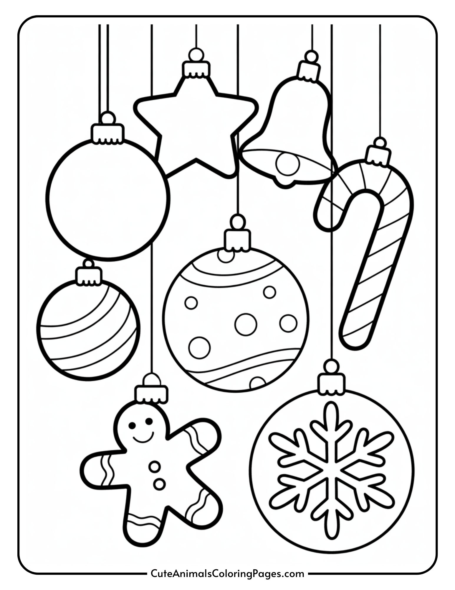 Christmas Ornaments Coloring Pages Printable (8 Pages To Print) - Cute ...