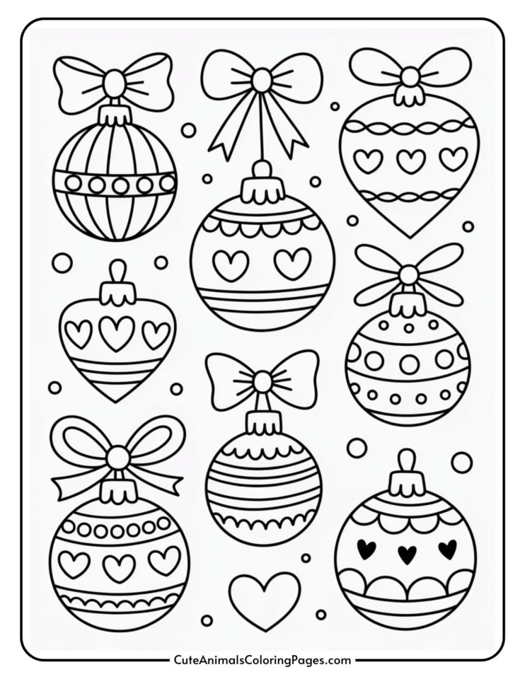 Christmas Ornaments Coloring Pages Printable (8 Pages To Print) - Cute ...