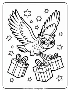 Christmas Owl Coloring Page (8 Pages To Color) - Cute Animals Coloring ...