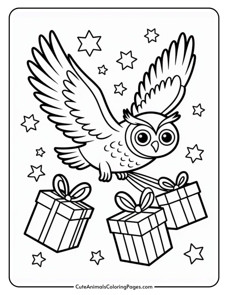 Christmas Owl Coloring Page (8 Pages To Color) - Cute Animals Coloring ...