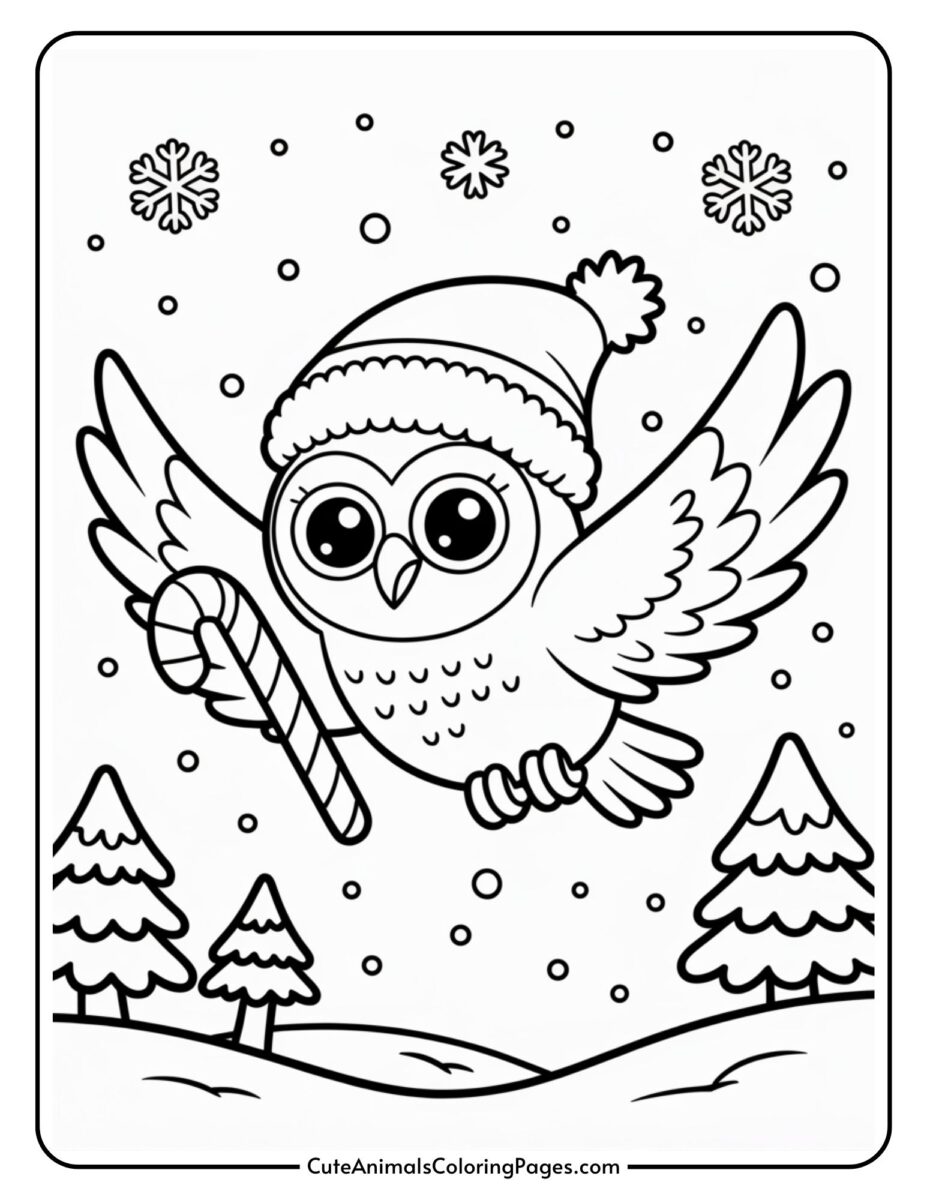 Christmas Owl Coloring Page (8 Pages To Color) - Cute Animals Coloring ...