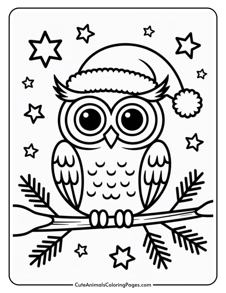 Christmas Owl Coloring Page (8 Pages To Color) - Cute Animals Coloring ...