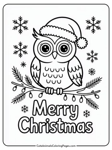Christmas Owl Coloring Page (8 Pages To Color) - Cute Animals Coloring ...