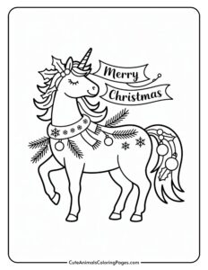 Christmas Unicorn Coloring Page (8 Sheets To Color) - Cute Animals ...