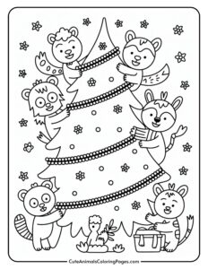 Cute Christmas Animals Coloring Pages (10 Pages To Print) - Cute ...