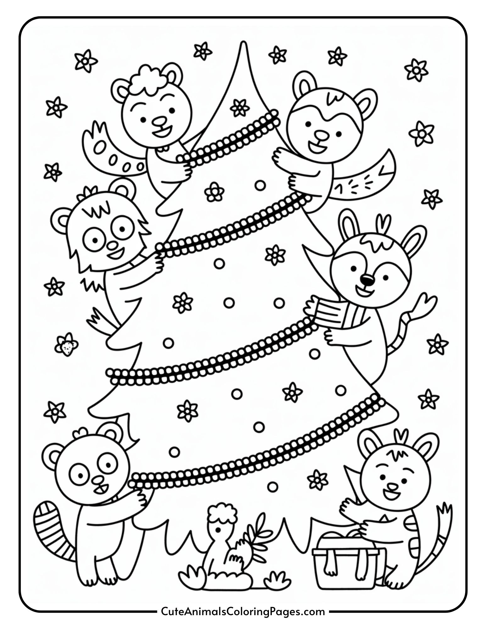 Cute Christmas Animals Coloring Pages (10 Pages To Print) - Cute ...