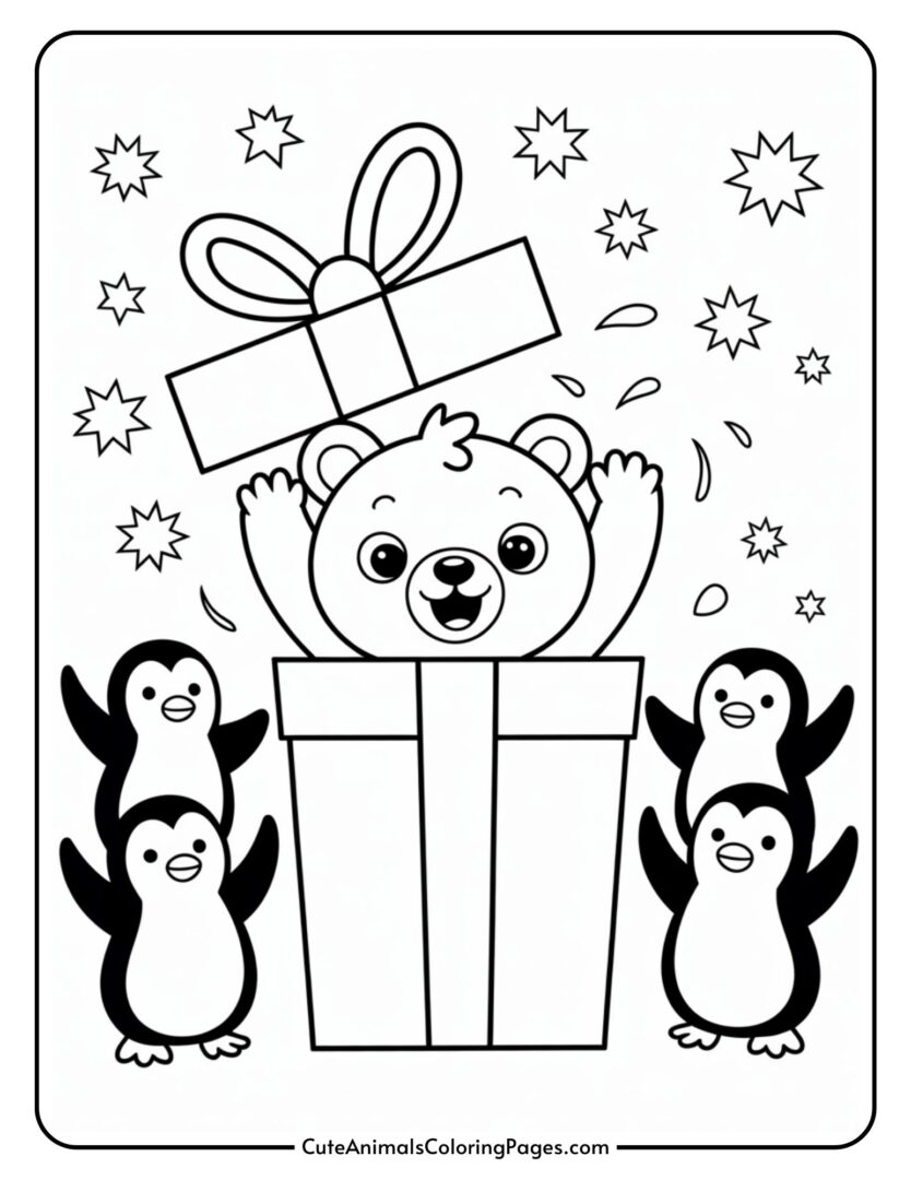 Cute Christmas Animals Coloring Pages (10 Pages To Print) - Cute ...