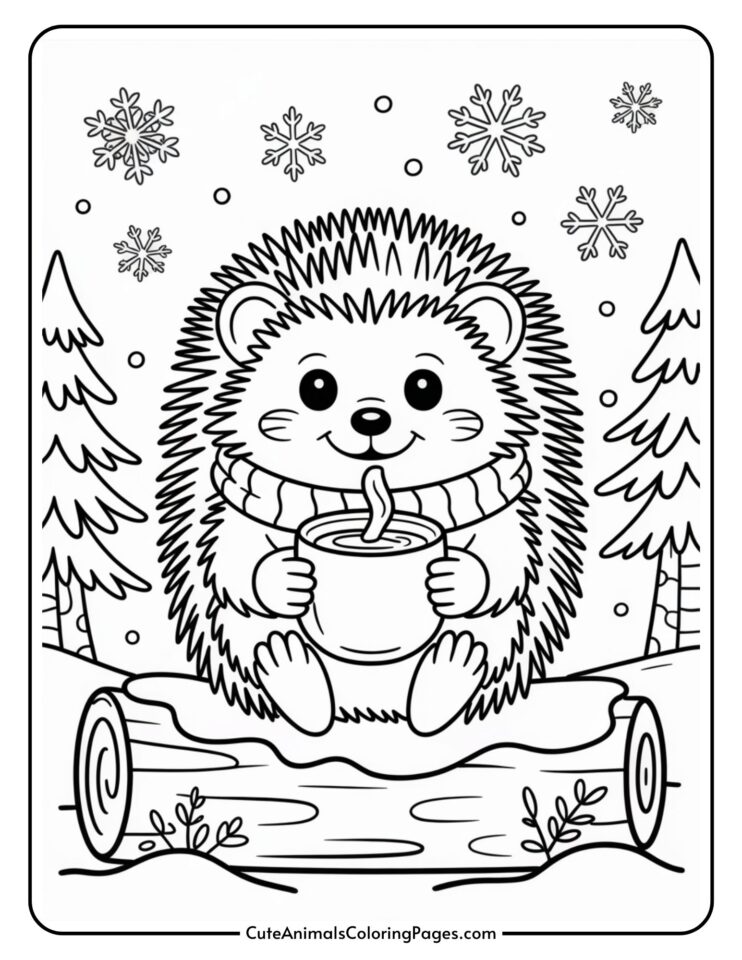 Cute Hedgehog Coloring Page (8 Coloring Sheets) - Cute Animals Coloring ...