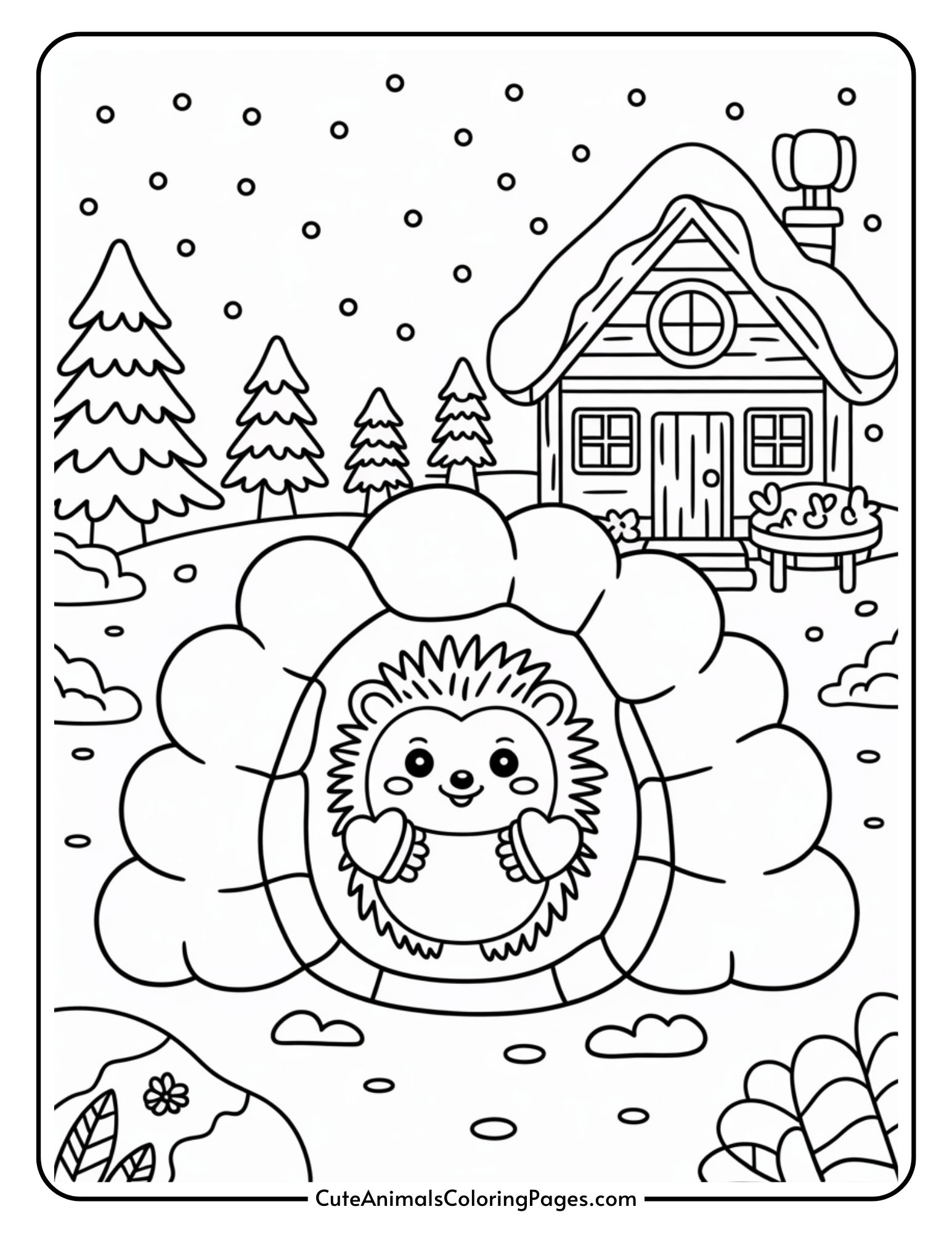 Cute Hedgehog Coloring Page (8 Coloring Sheets) - Cute Animals Coloring ...