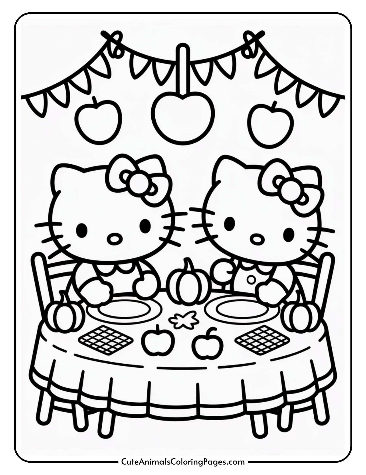 Hello Kitty Coloring Pages Thanksgiving (8 PDF Pages) - Cute Animals ...