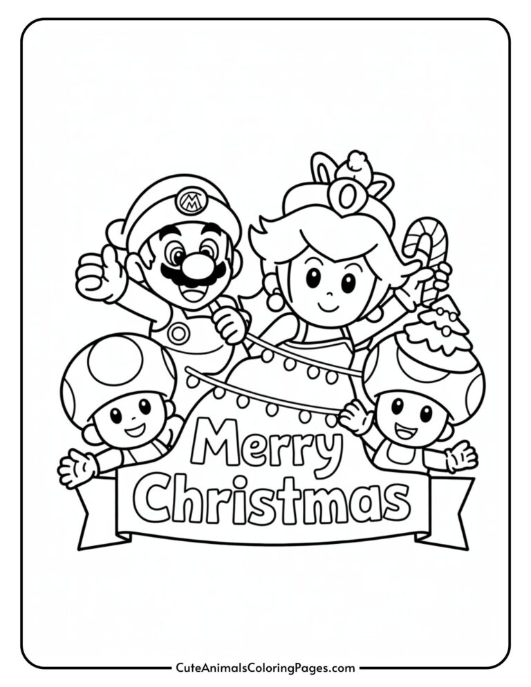 Mario Christmas Coloring Pages (8 Printable Pages) - Cute Animals ...
