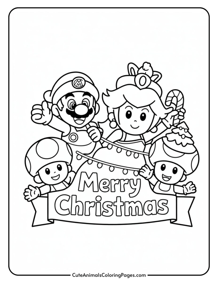 Mario Christmas Coloring Pages (8 Printable Pages) - Cute Animals ...