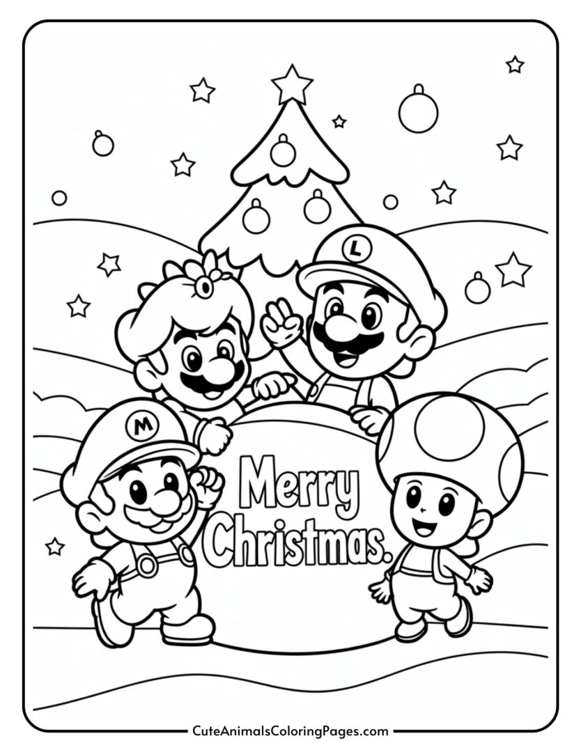 Mario Christmas Coloring Pages (8 Printable Pages) - Coloring Feel