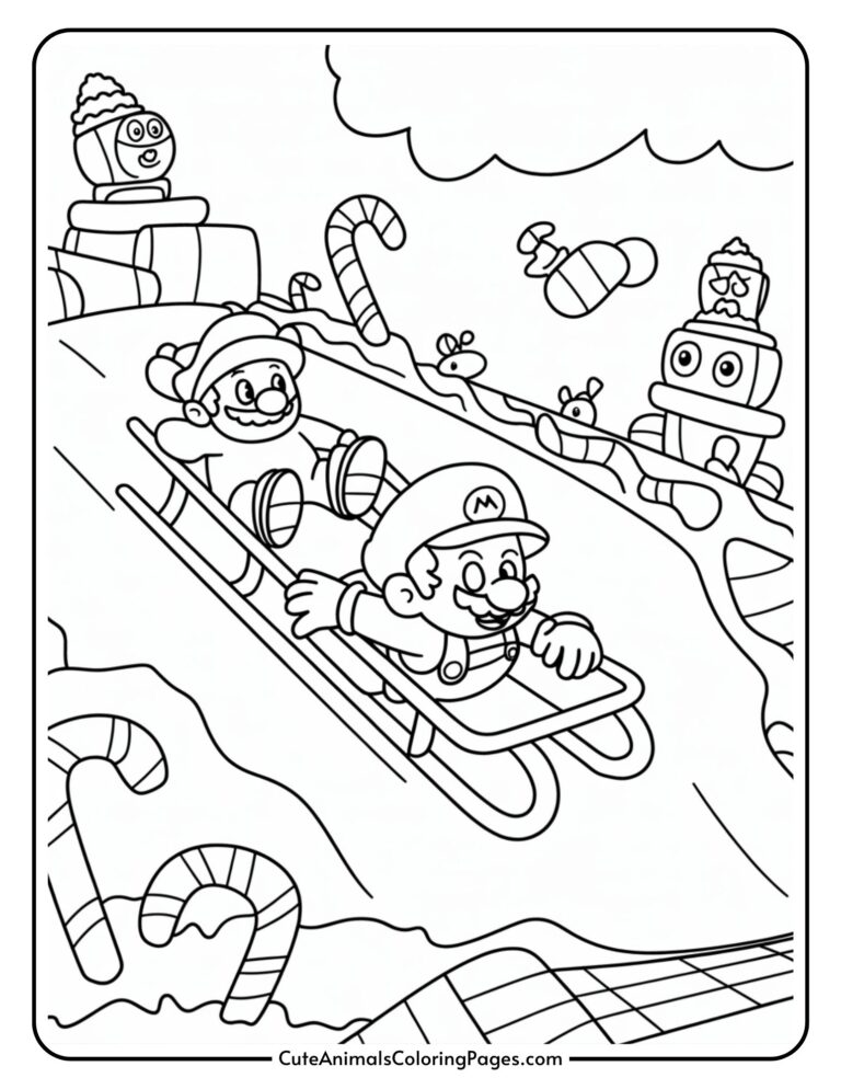 Mario Christmas Coloring Pages (8 Printable Pages) - Coloring Feel