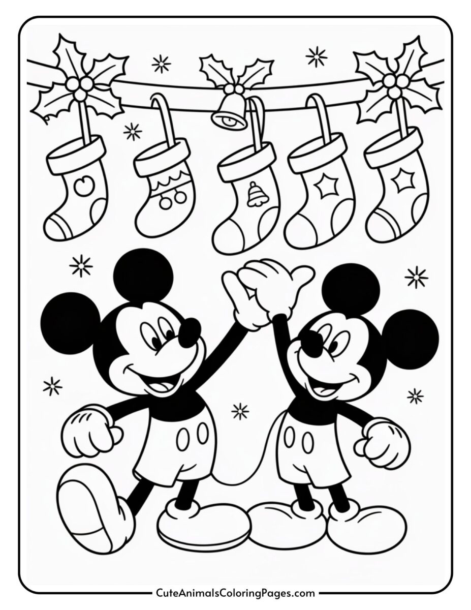 Mickey Mouse Christmas Coloring Pages (9 Printable Pages) - Cute ...