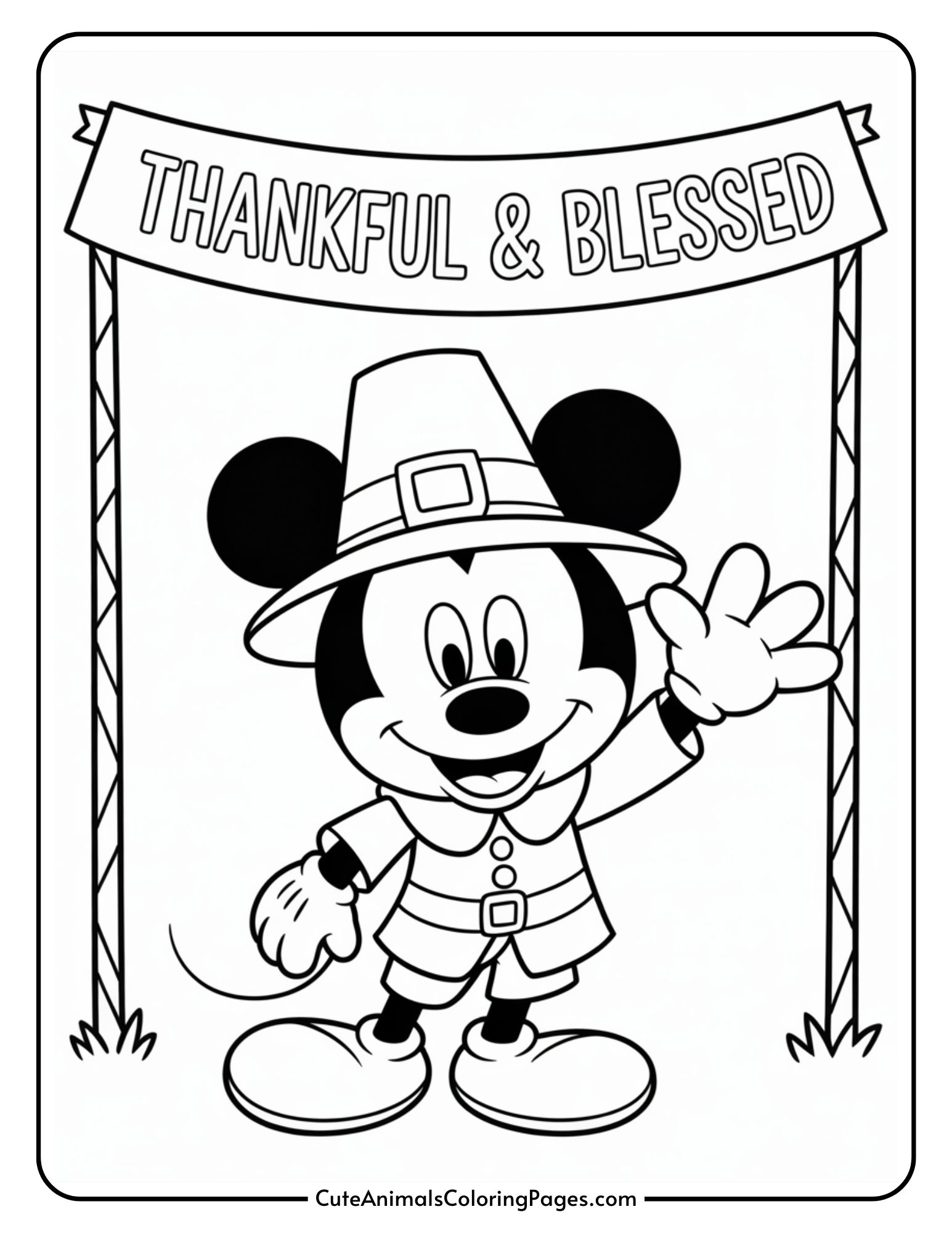 Mickey Mouse Thanksgiving Coloring Page (9 Coloring Sheets) - Cute ...