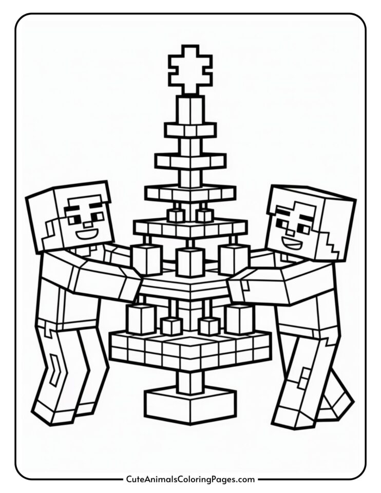 Minecraft Christmas Coloring Pages (7 Pages To Color) - Coloring Feel