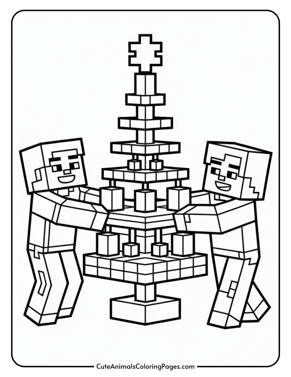 Minecraft Christmas Coloring Pages (7 Pages To Color) - Cute Animals ...