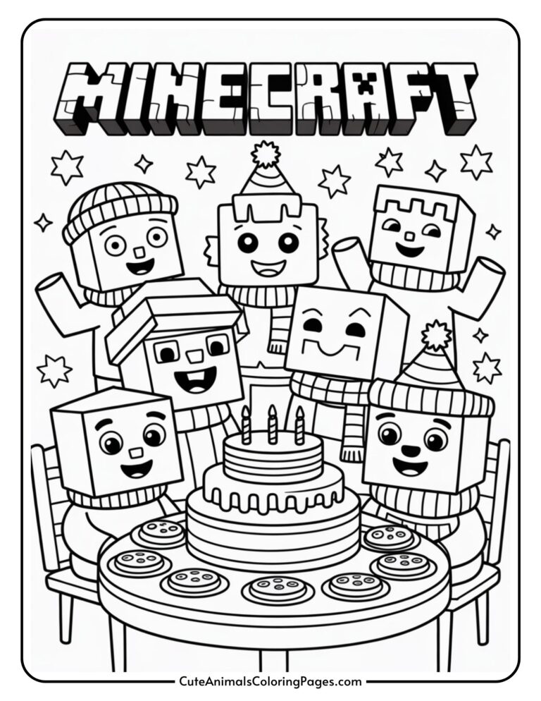 Minecraft Christmas Coloring Pages (7 Pages To Color) - Cute Animals ...
