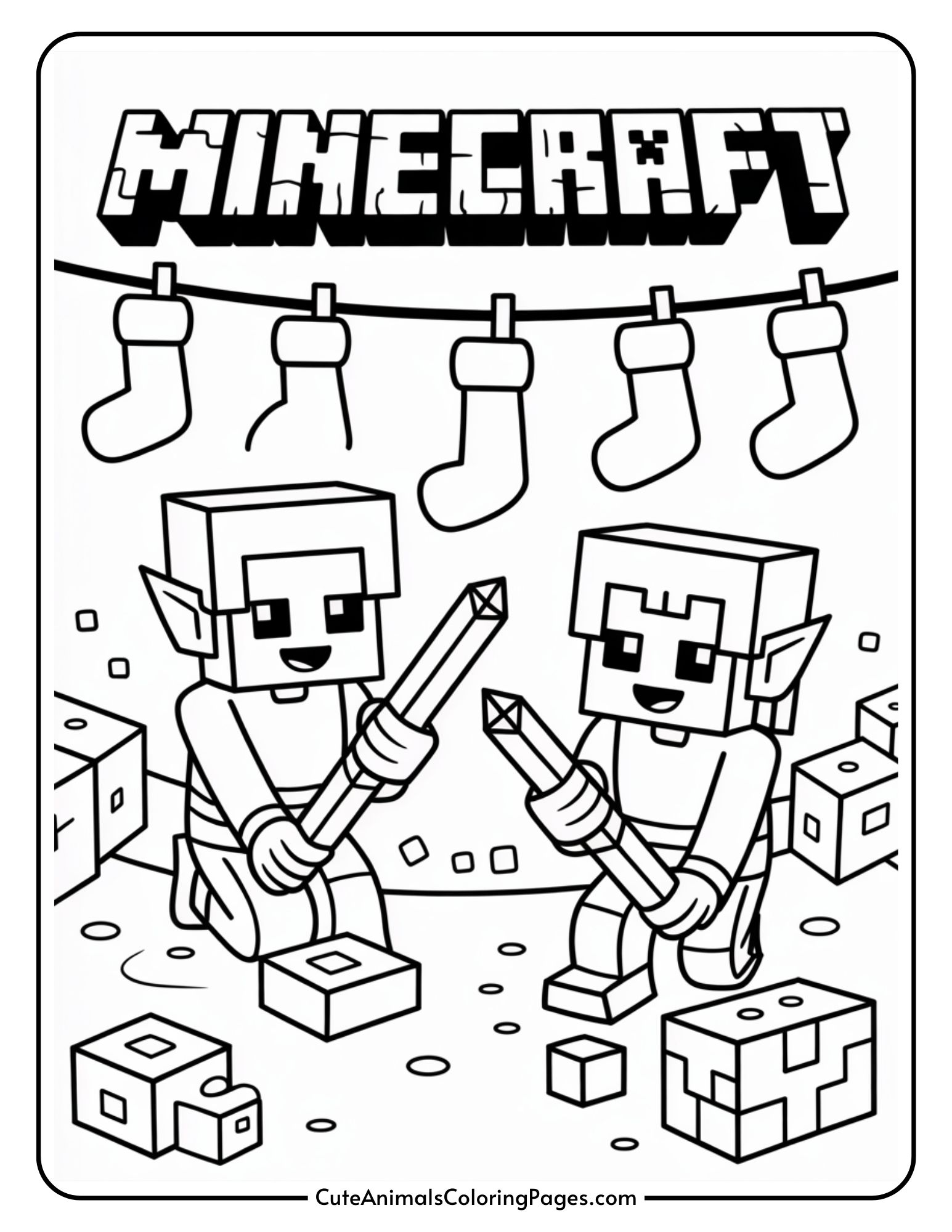 Minecraft Christmas Coloring Pages (7 Pages To Color) - Cute Animals ...