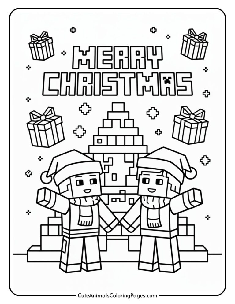 Minecraft Christmas Coloring Pages (7 Pages To Color) - Coloring Feel