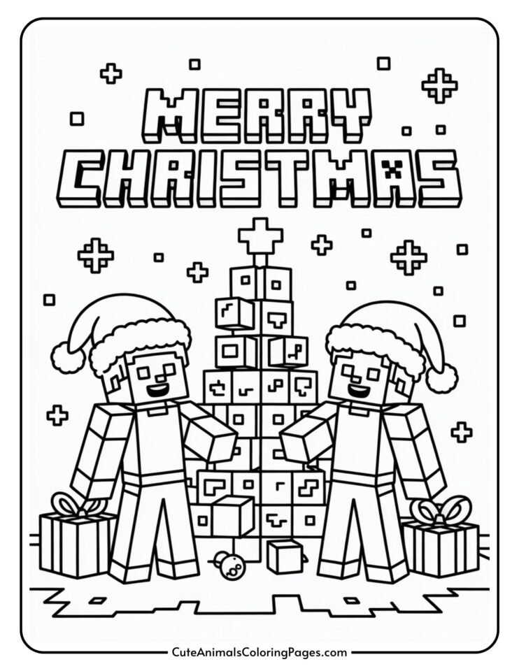 Minecraft Christmas Coloring Pages (7 Pages To Color) - Cute Animals ...