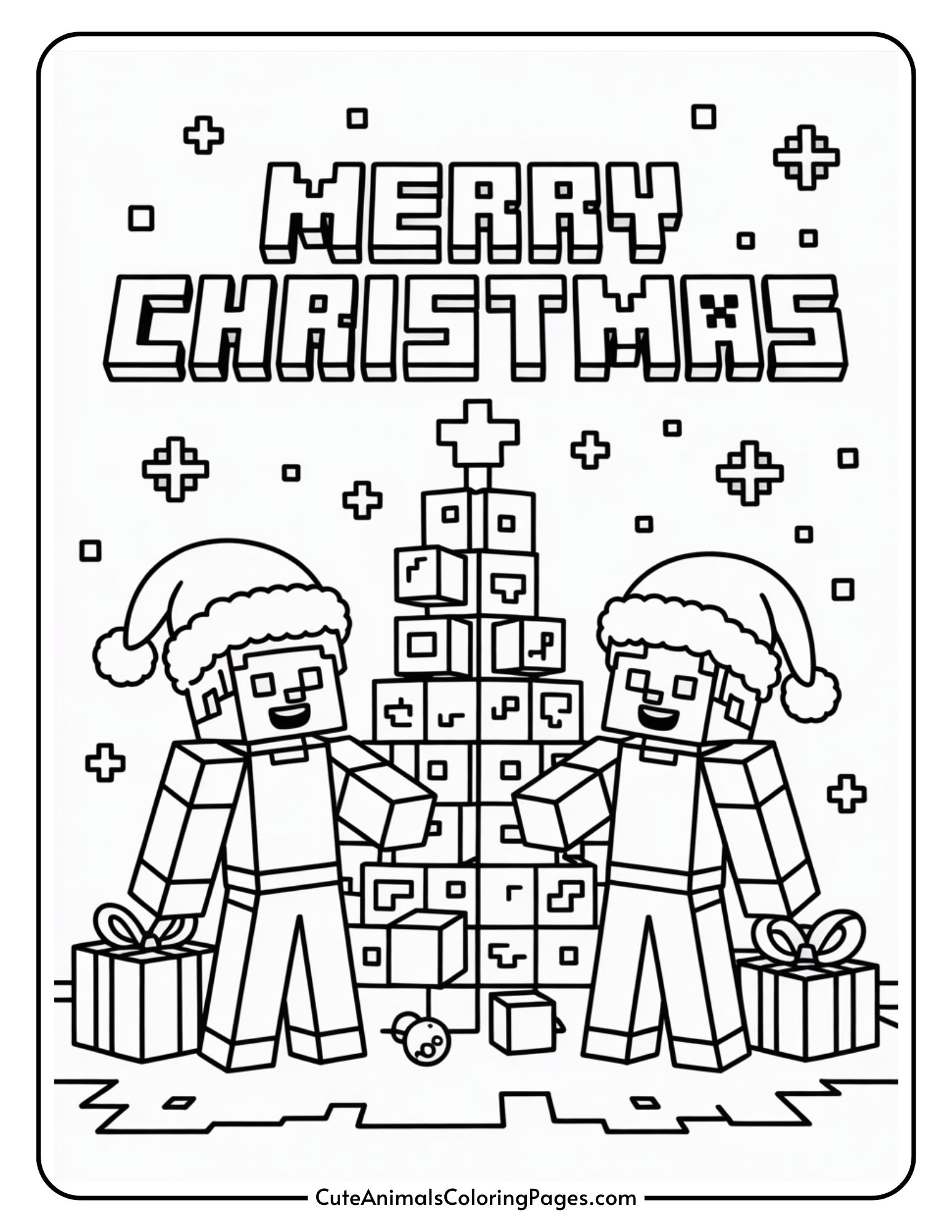 Minecraft Christmas Coloring Pages (7 Pages To Color) - Cute Animals ...