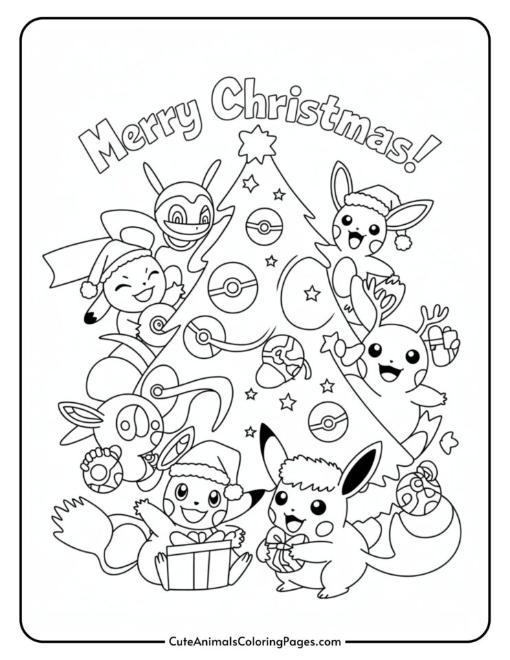 Pokemon Christmas Coloring Pages (11 Coloring Sheets) - Cute Animals ...