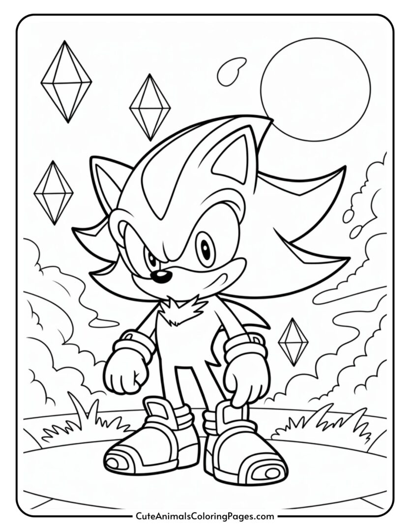 Shadow The Hedgehog Coloring Pages (12 Sheets To Color) - Cute Animals ...