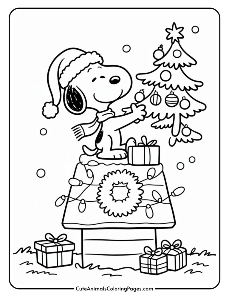 Snoopy Christmas Color Pages (8 Pages To Color) - Cute Animals Coloring ...