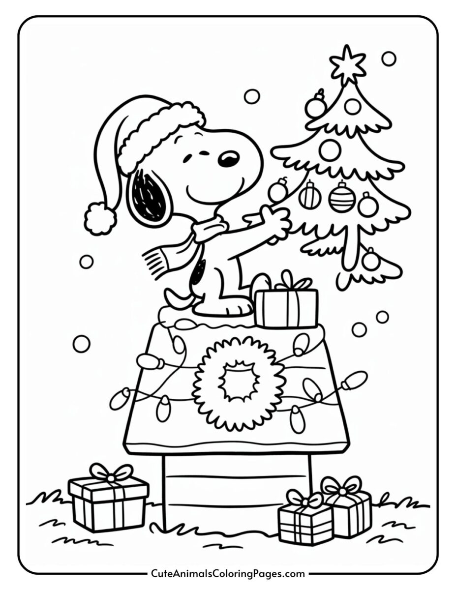 Snoopy Christmas Color Pages (8 Pages To Color) - Cute Animals Coloring ...