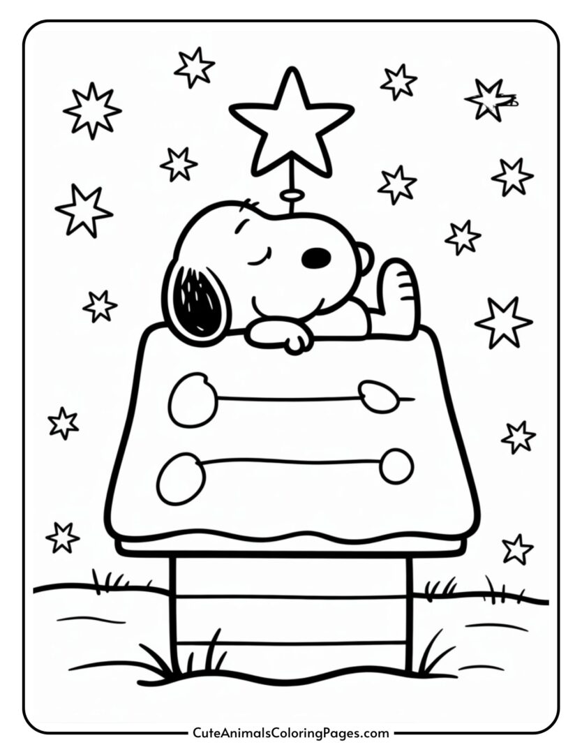 Snoopy Christmas Color Pages (8 Pages To Color) - Cute Animals Coloring ...