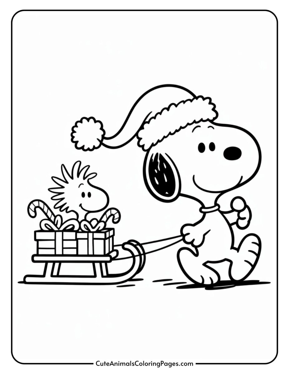 Snoopy Christmas Color Pages (8 Pages To Color) - Cute Animals Coloring ...