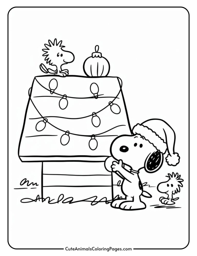 Snoopy Christmas Color Pages (8 Pages To Color) - Cute Animals Coloring ...