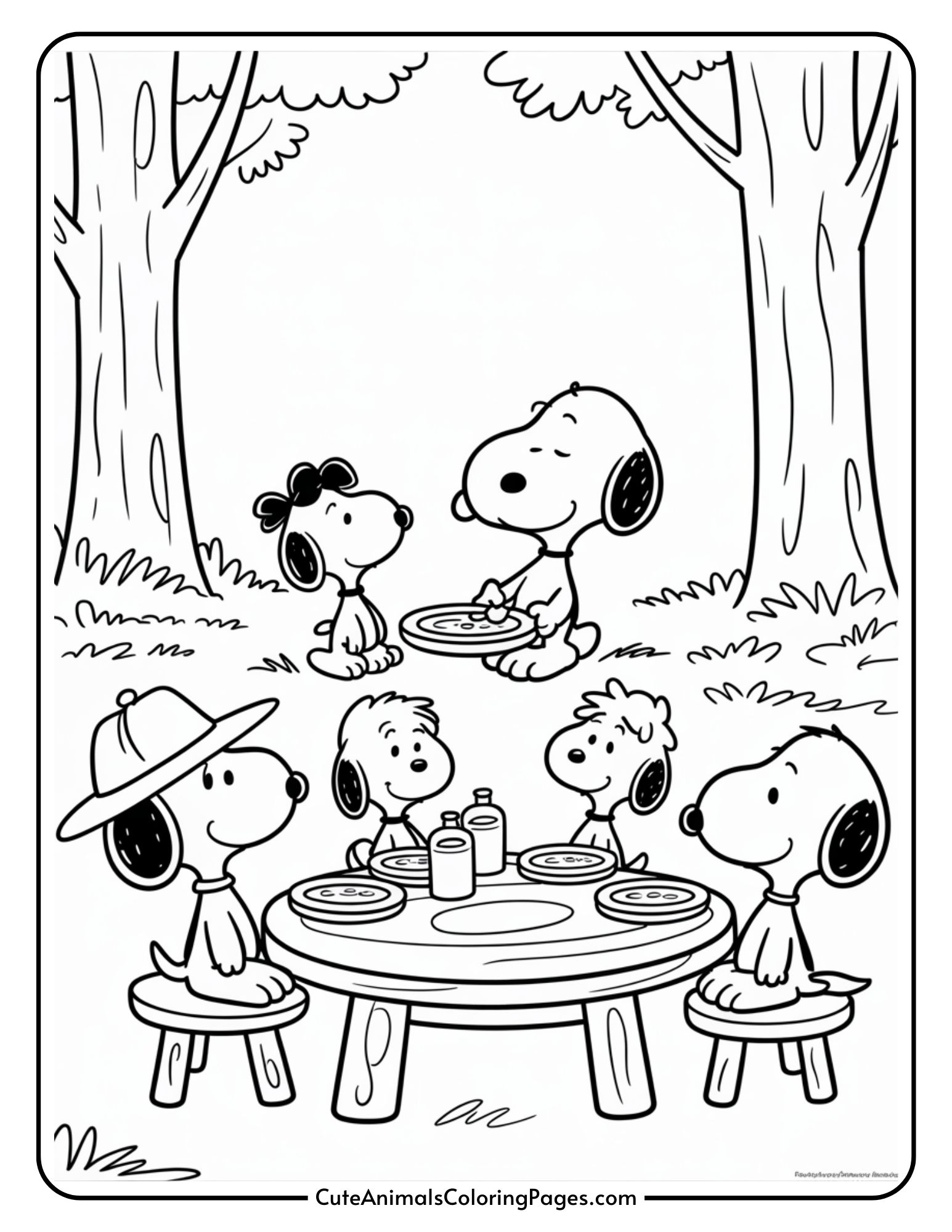 Snoopy Thanksgiving Coloring Pages (7 Pages To Print) - Cute Animals ...