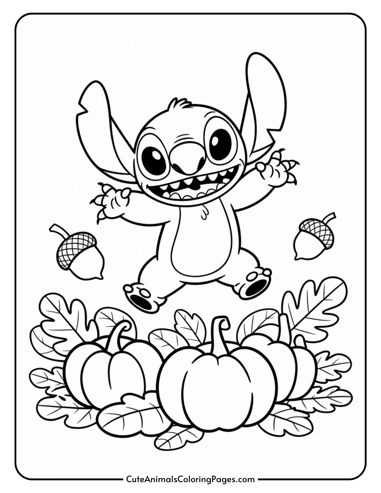 Stitch Thanksgiving Coloring Pages (10 Pages To Print) - Cute Animals ...