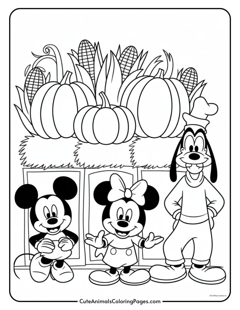 Thanksgiving Disney Coloring Pages (12 Pages To Color) - Cute Animals ...