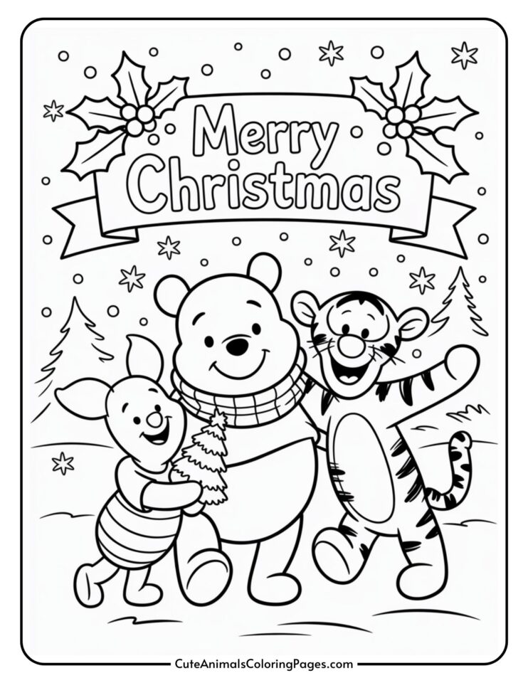 Winnie The Pooh Christmas Coloring Pages (11 Coloring Sheets) - Cute ...