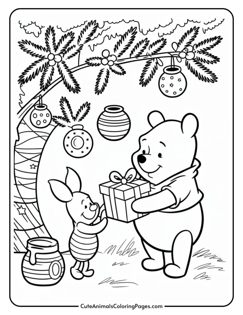 Winnie The Pooh Christmas Coloring Pages (11 Coloring Sheets) - Cute ...