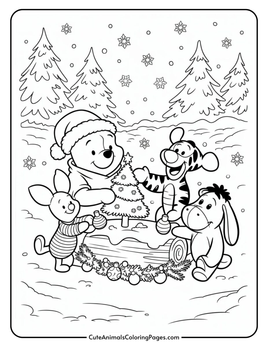 Winnie The Pooh Christmas Coloring Pages (11 Coloring Sheets) - Cute ...