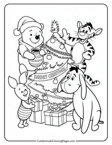 Winnie The Pooh Christmas Coloring Pages (11 Coloring Sheets) - Cute ...