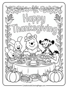Winnie The Pooh Thanksgiving Coloring Pages (7 Sheets To Color) - Cute ...