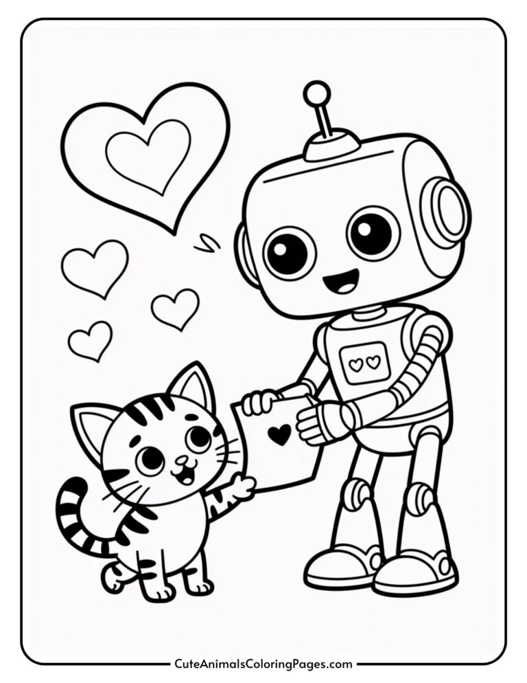 Cute Valentine Coloring Pages (21 Sheets To Color) - Cute Animals ...