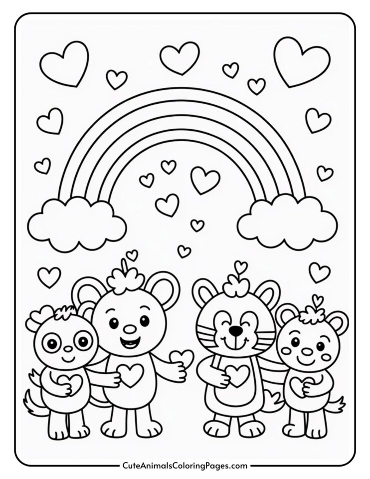 Cute Valentine Coloring Pages (21 Sheets To Color) - Cute Animals ...