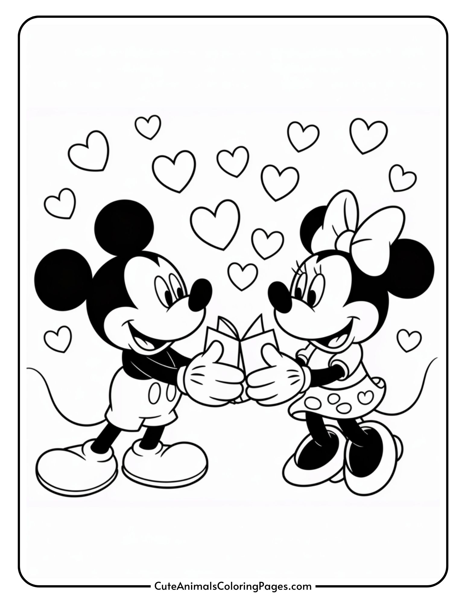 Disney Valentines Coloring Pages (13 Pages To Print) - Cute Animals ...