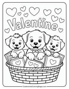 Dog Valentine Coloring Pages (10 Coloring Sheets) - Cute Animals ...