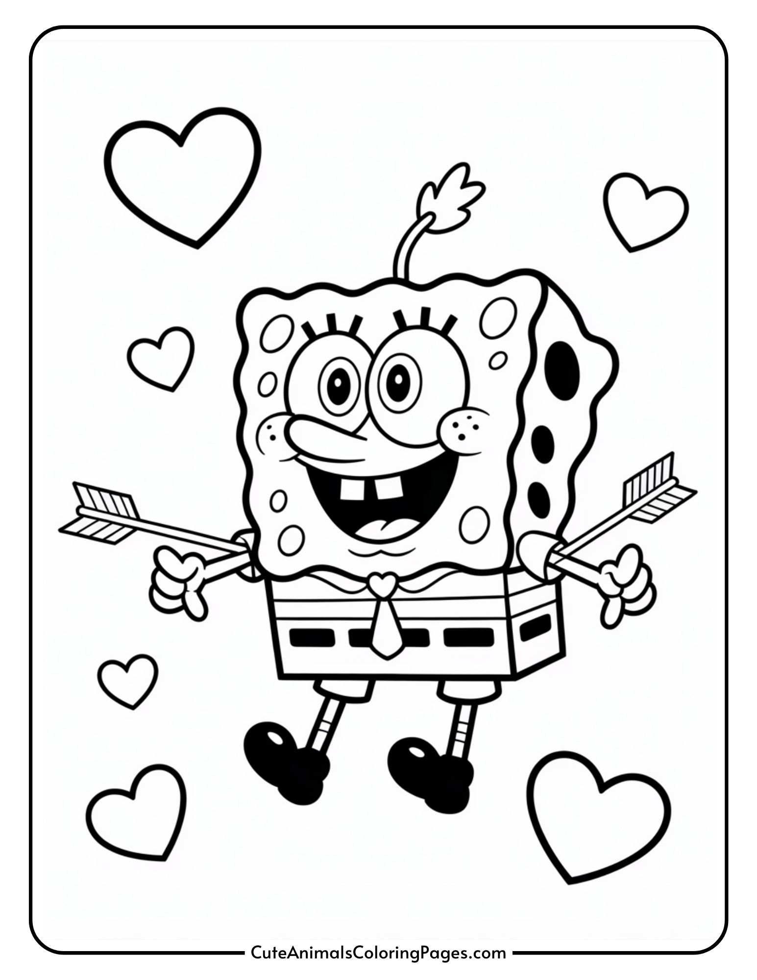 SpongeBob Valentines Coloring Pages (10 Sheets To Color) - Cute Animals ...