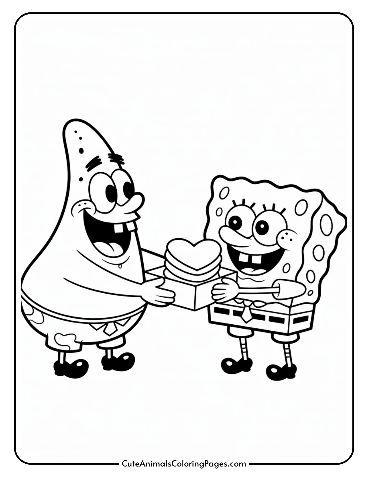 SpongeBob Valentines Coloring Pages (10 Sheets To Color) - Coloring Feel