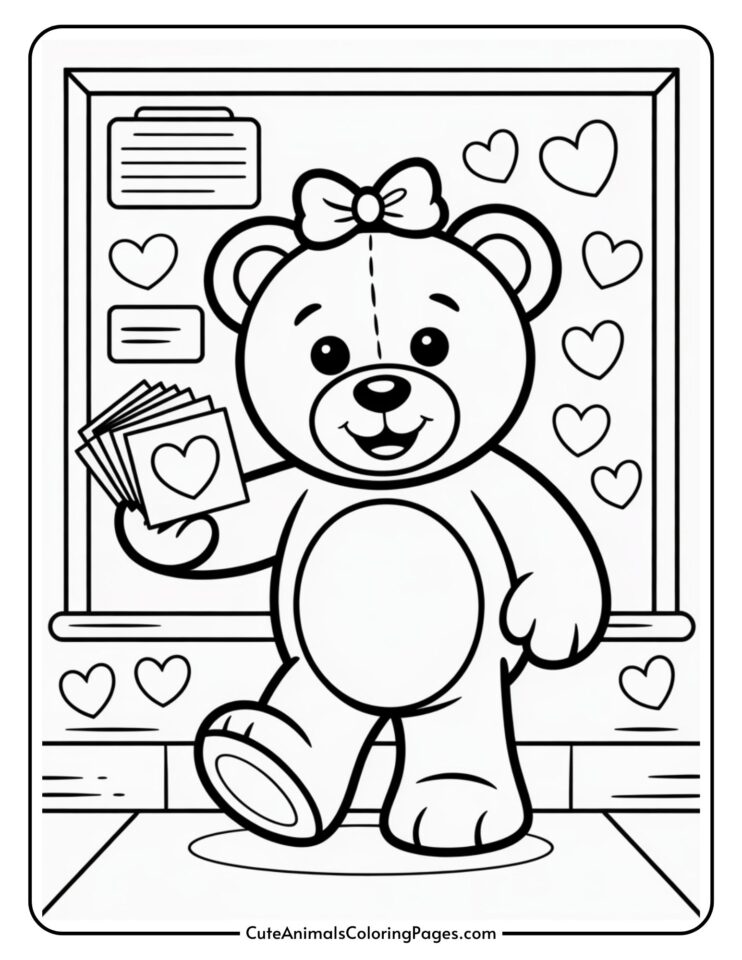 Teddy Bear Valentine Coloring Pages (16 Pages To Color) - Cute Animals ...